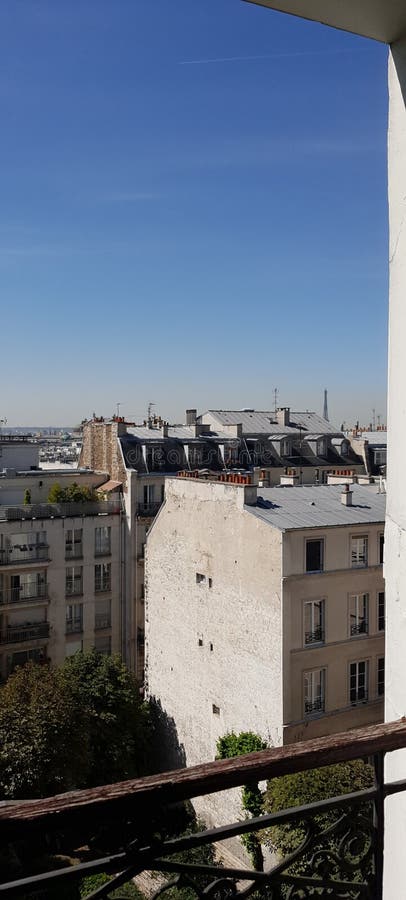 Window with view in Paris stock photo. Image of tower - 204182460