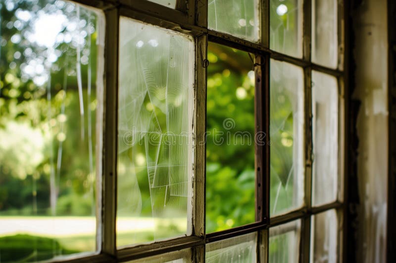 A Window with a View of a Park and Trees Stock Illustration ...