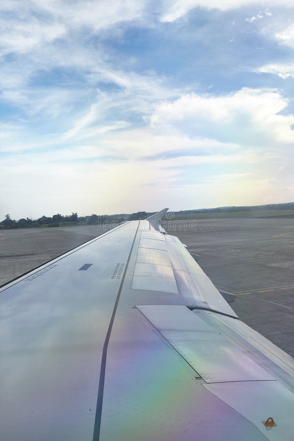 Window View of Plane on Wingside through Storm Stock Image - Image of ...