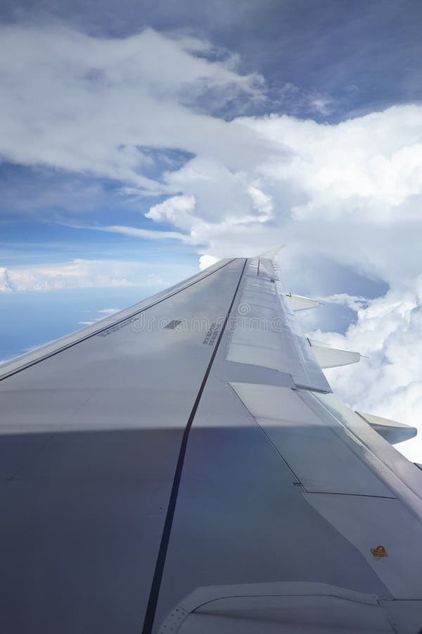Window View of Plane on Wingside through Storm Stock Image - Image of ...