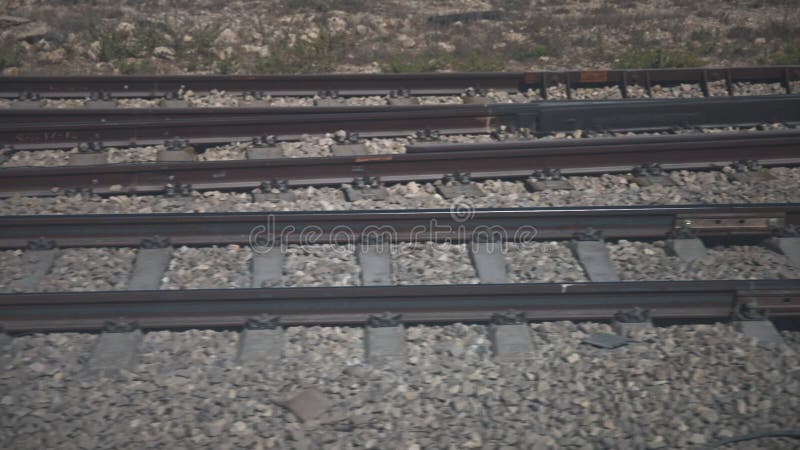 Railroad Tracks from the Window Stock Video - Video of transport, road ...