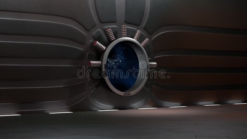 Window View of Space with Nebula and Stars 3D Render Stock Illustration ...