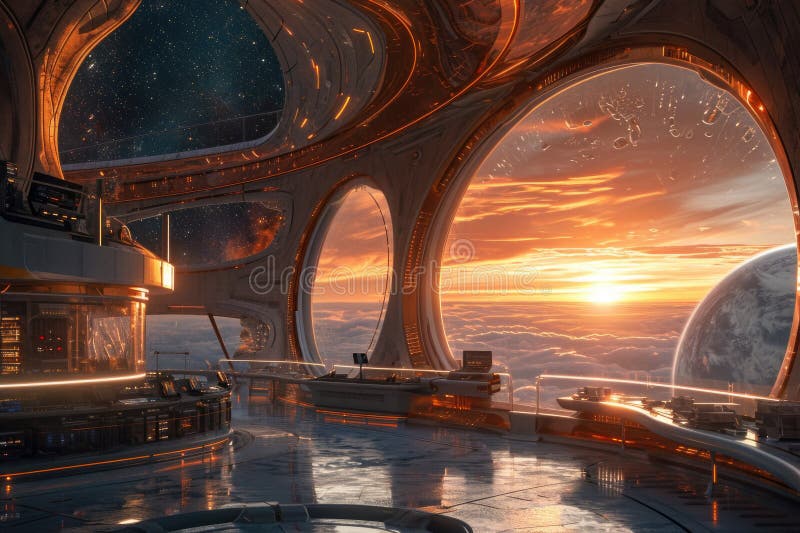 Window View of Space and Planets from a Space Station Stock Photo ...