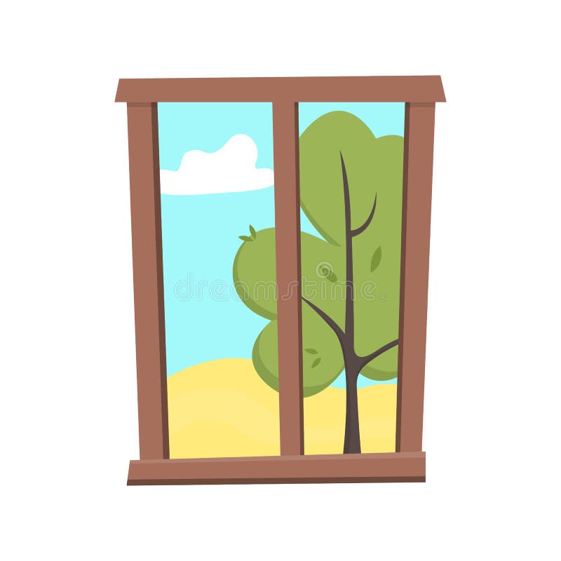 Window with a View of the Spring / Summer Landscape. Flat Style Vector ...