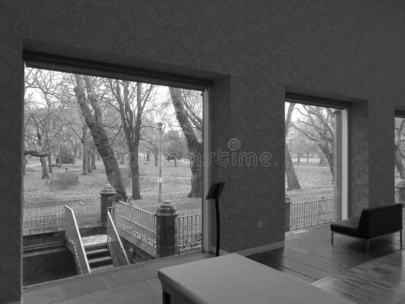 Window View Towards the Park in Monochrome Stock Photo - Image of white ...