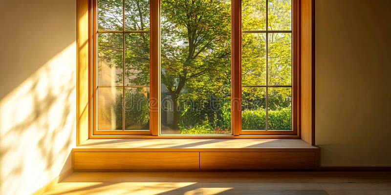 A Window with a View of a Tree Outside of it Stock Image - Image of ...