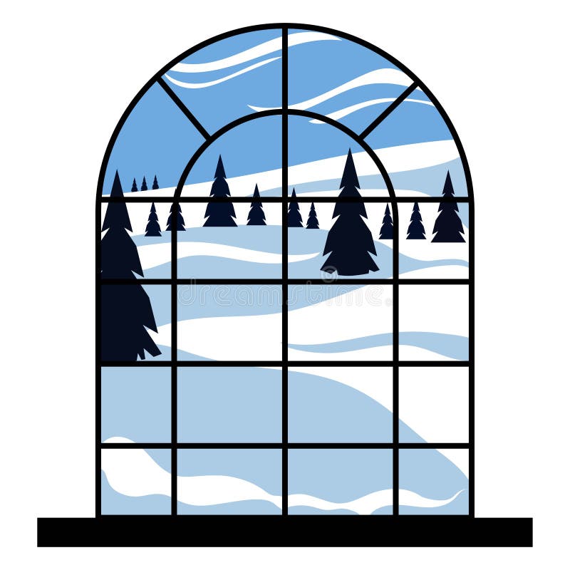Window View of the Winter Landscape Cartoon Vector Illustration Stock ...