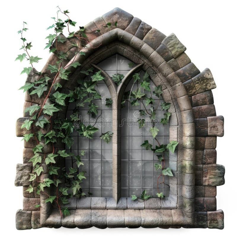 A Window with Vines and Leaves Growing Out of it Stock Photo - Image of ...