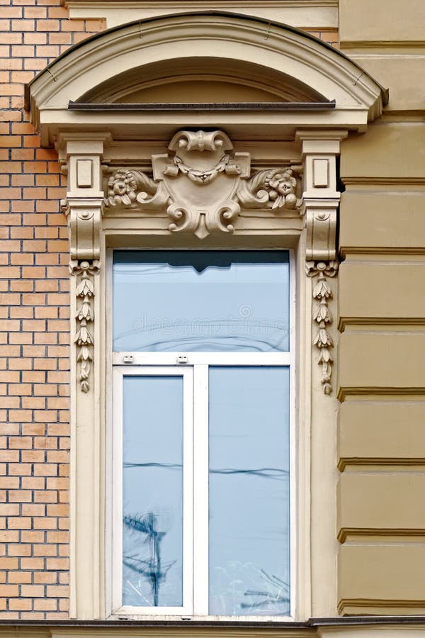 Window with a visor stock photo. Image of design, brick - 215866446