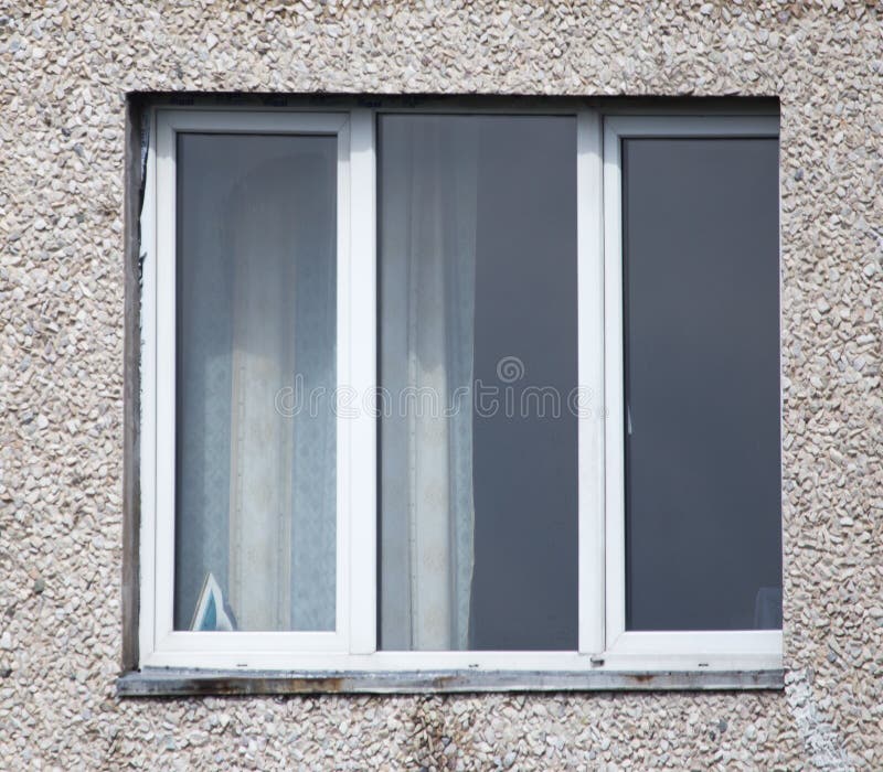 Window on the Wall in the Panel House Stock Image - Image of sill ...