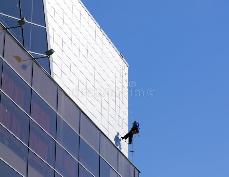Window cleaner at work stock photo. Image of mesh, people - 20327258