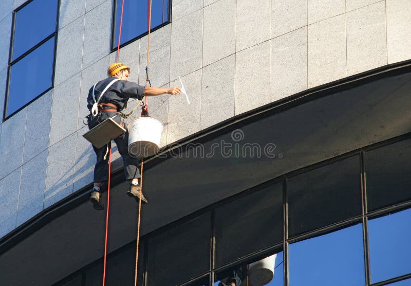 Window washer stock image. Image of building, clean, occupation - 8216243