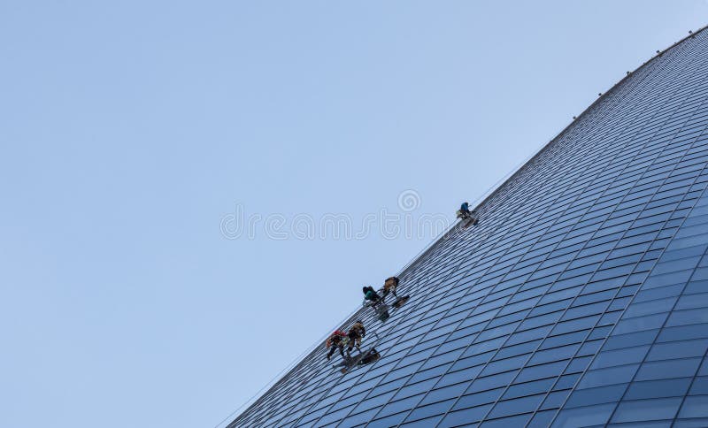 Window Washers Cleaning the Windows Stock Photo - Image of construction ...