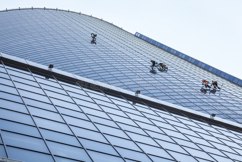 Window Washers Cleaning the Windows Stock Image - Image of clean ...