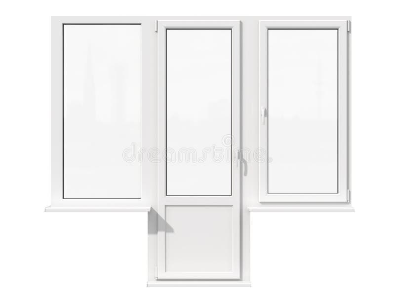 Window on White Background, 3D Illustration Stock Illustration ...