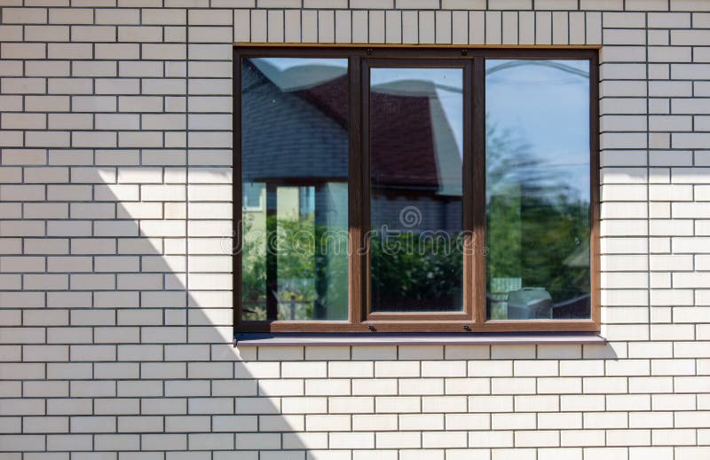 Window in the White Brick Wall of the House. Stock Photo - Image of ...