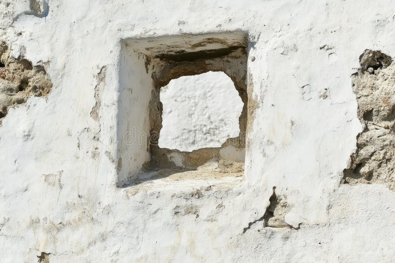 A Window in a White Wall with a Hole in it Stock Image - Image of ...