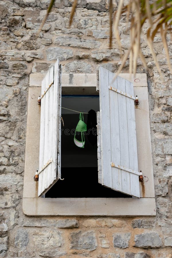 Old Wall with Window in White Frame Stock Image - Image of design ...