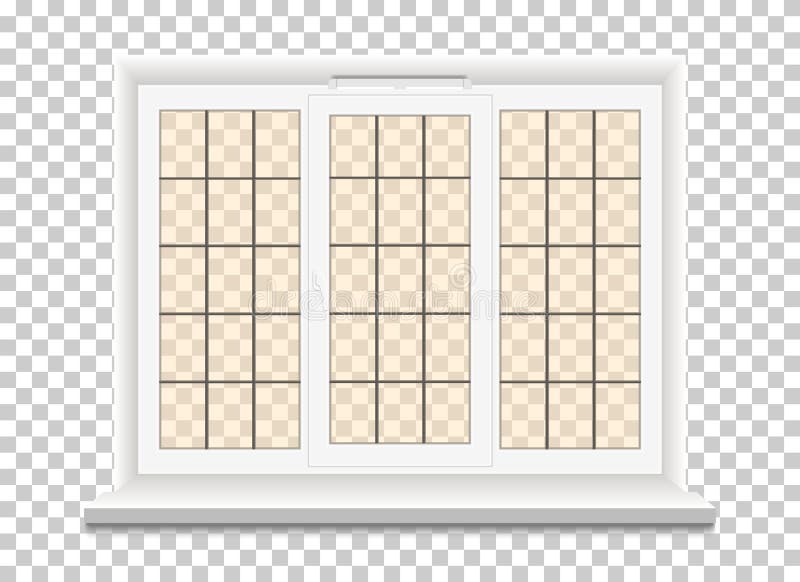 Wide Realistic Window with Windowsill. Stock Vector - Illustration of ...