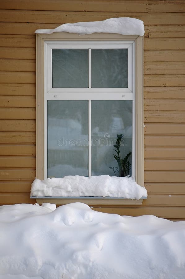 Snow at Open Wooden Christmas Window Pane Stock Photo - Image of ...