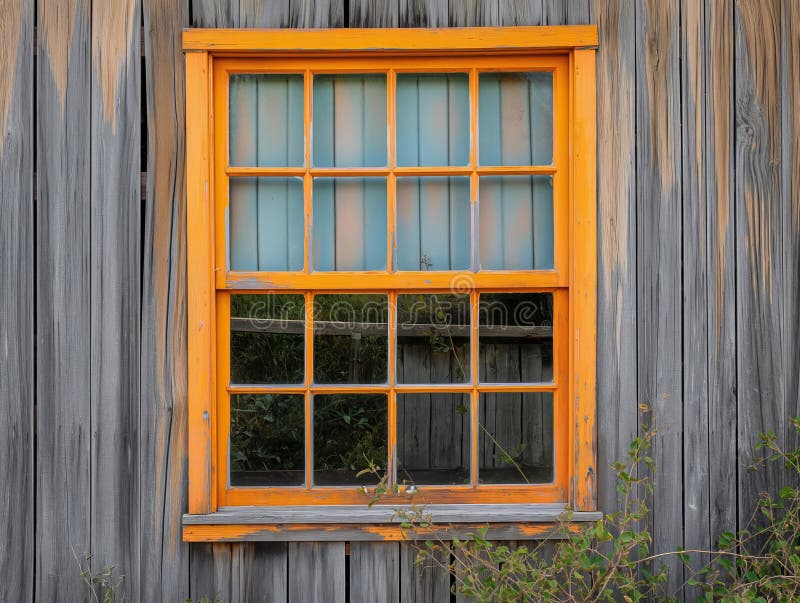 A Window with a Wooden Frame and a Yellow Tint Stock Photo - Image of ...