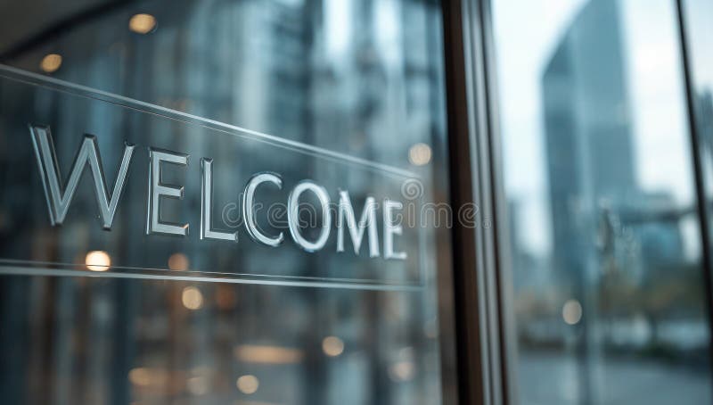 A Window with the Word "welcome" Written on it Stock Illustration ...