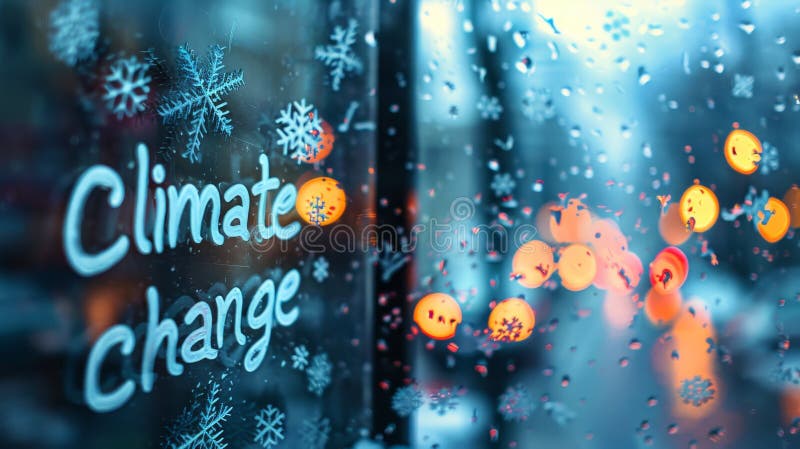 A Window with the Words Climate Change Written on it Stock Illustration ...