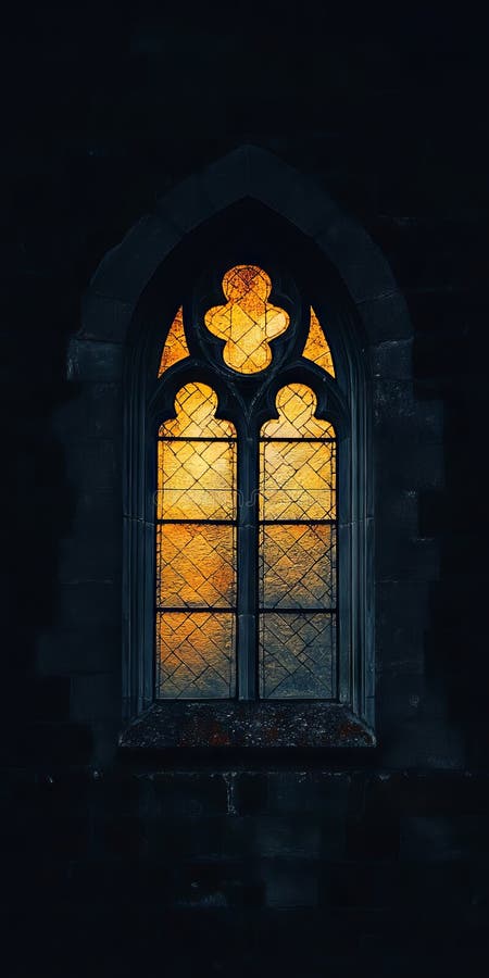 A Window with a Yellow Light Shining through it Stock Illustration ...