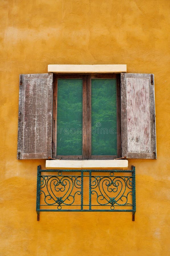 Window on yellow wall stock photo. Image of black, concept - 29166102