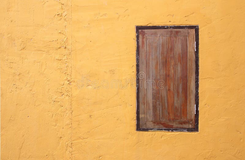 Window with Yellow Wall Background Stock Image - Image of home, crack ...