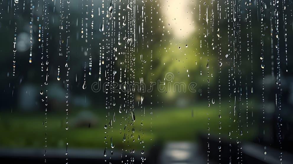 A Windowpane with Light Breaking through Rain Droplets Stock ...