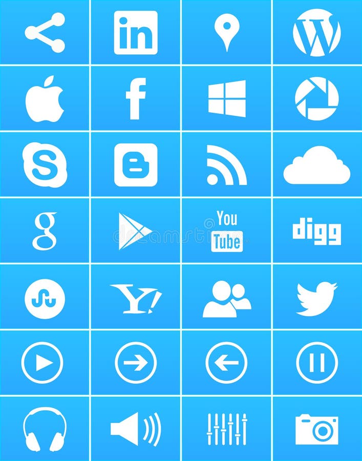 Windows 8 Social Media Icons Editorial Photo - Illustration of media ...