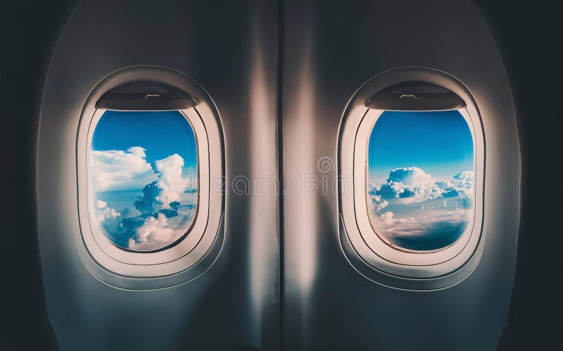 The Windows of an Airplane from Inside on White Background Stock ...