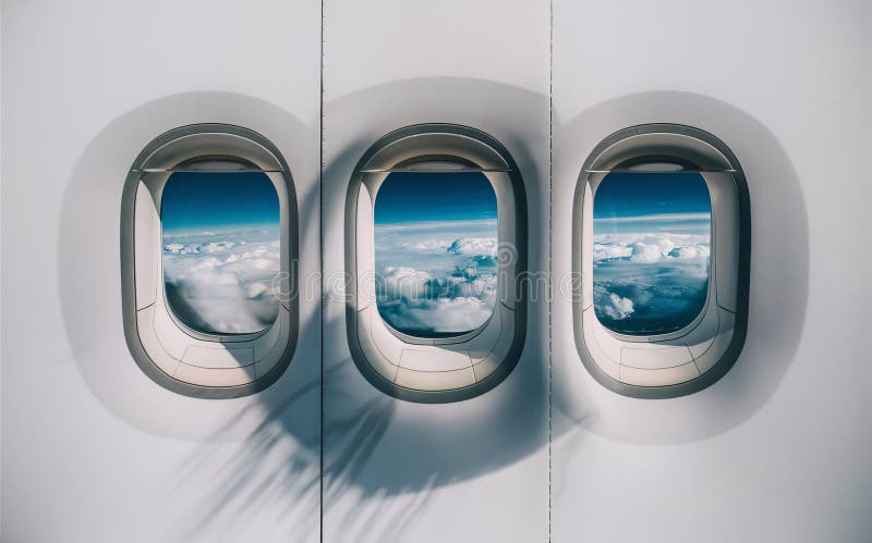 The Windows of an Airplane from Inside on White Background Stock ...