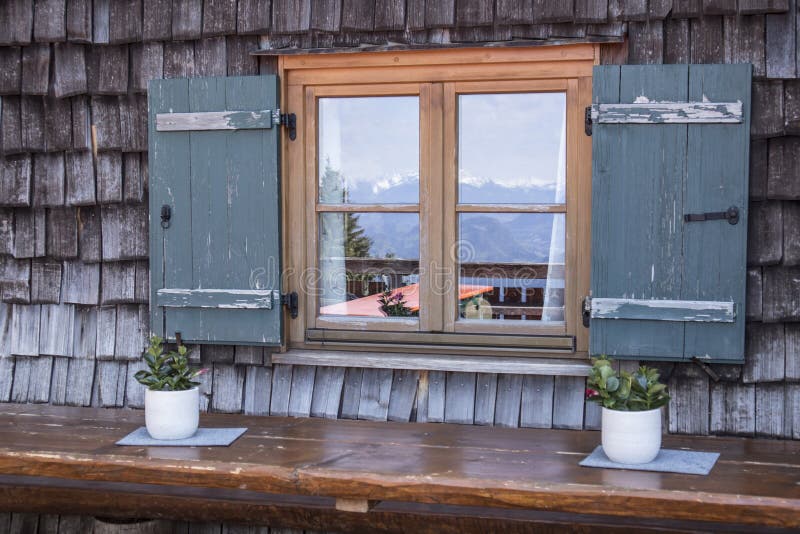 Windows of an Alpine Hut in Bavarian Alps Editorial Image - Image of ...