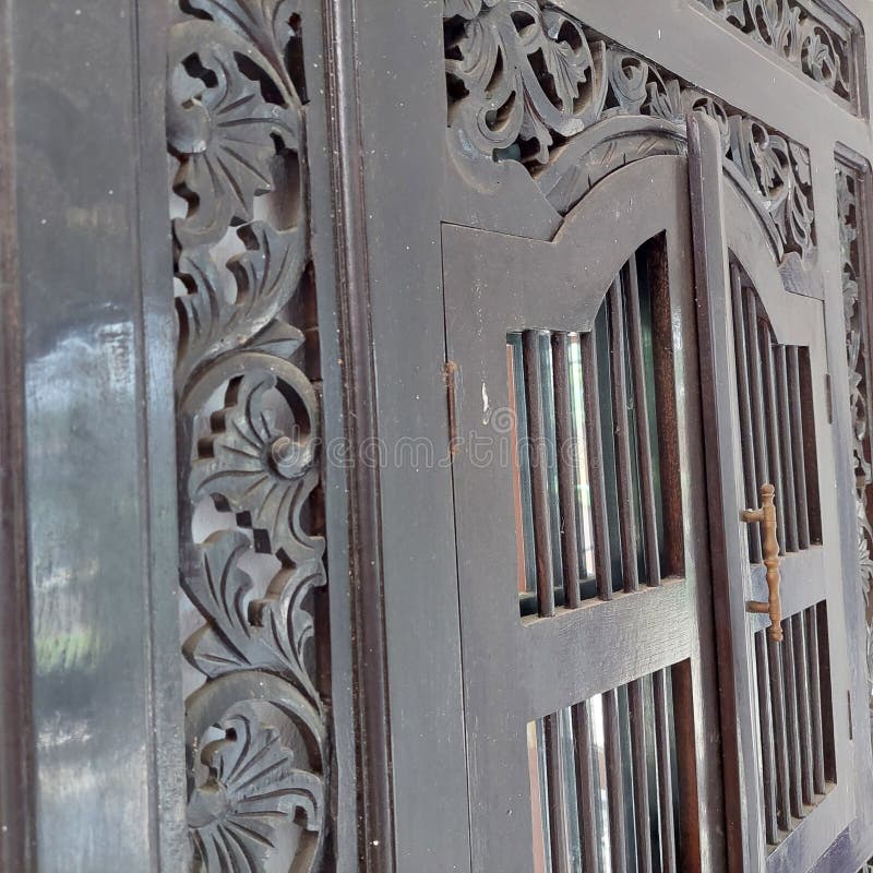 Windows or Antique Glass Made of Teak Wood Stock Image - Image of ...