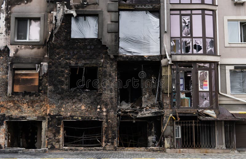 Windows of an Apartment Building after a Fire. Stock Photo - Image of ...