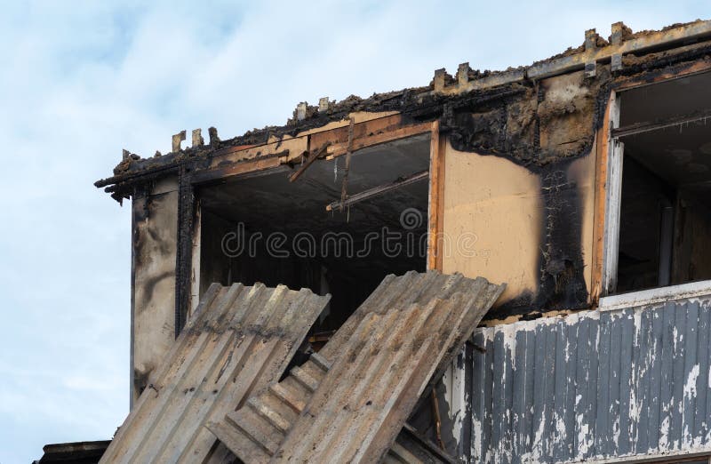 Windows of an Apartment Building after a Fire Stock Photo - Image of ...
