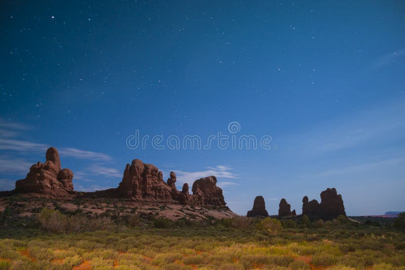 Windows Arches National Park at Night Stock Image - Image of milky ...