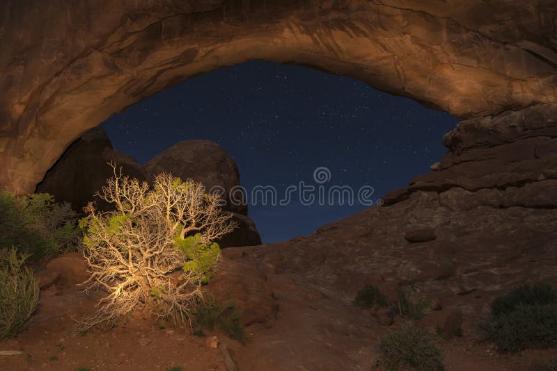 Windows Arches National Park at Night Stock Image - Image of milky ...