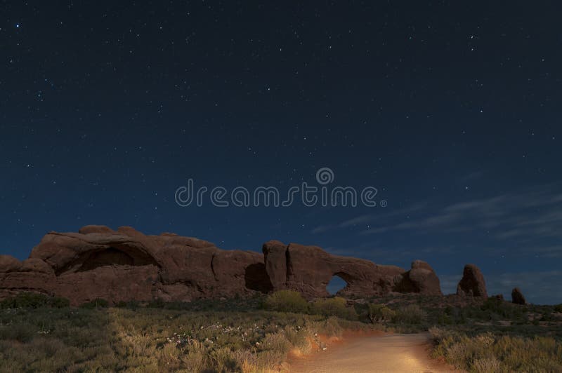 Windows Arches National Park at Night Stock Image - Image of milky ...