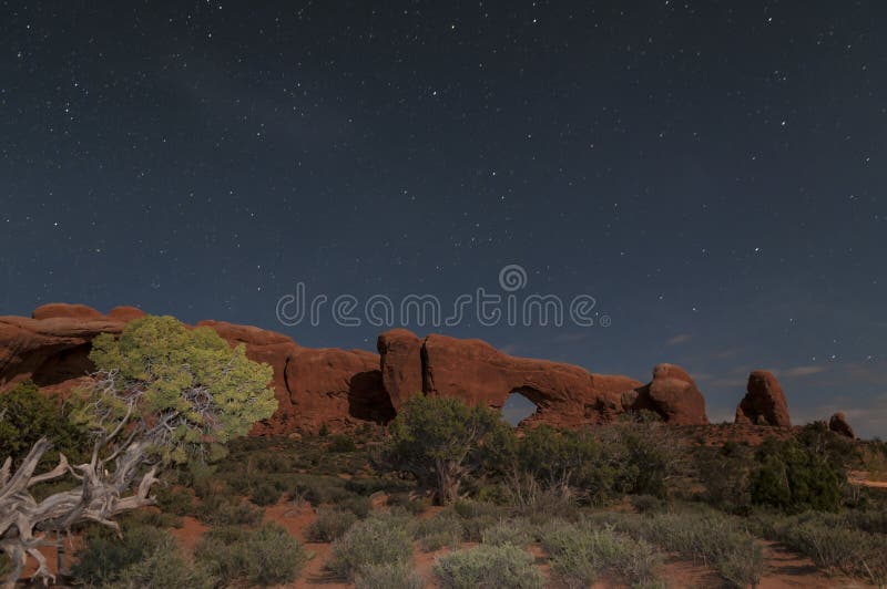 Windows Arches National Park at Night Stock Image - Image of arch ...