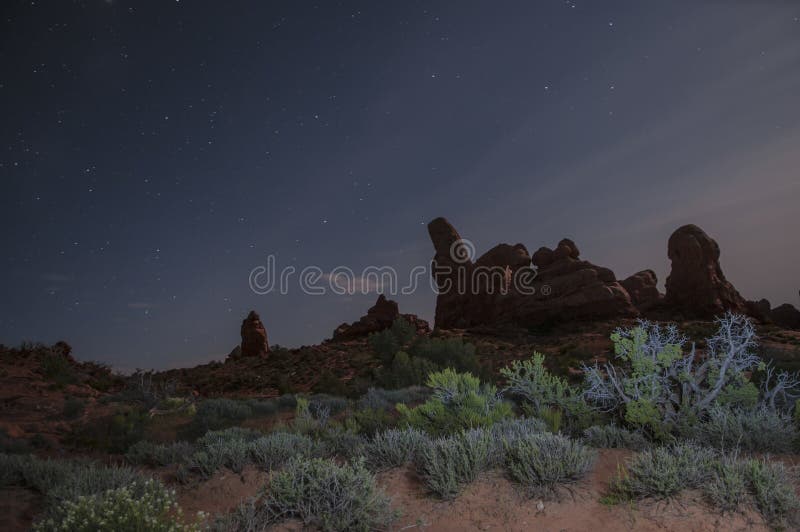 Windows Arches National Park at Night Stock Image - Image of milky ...