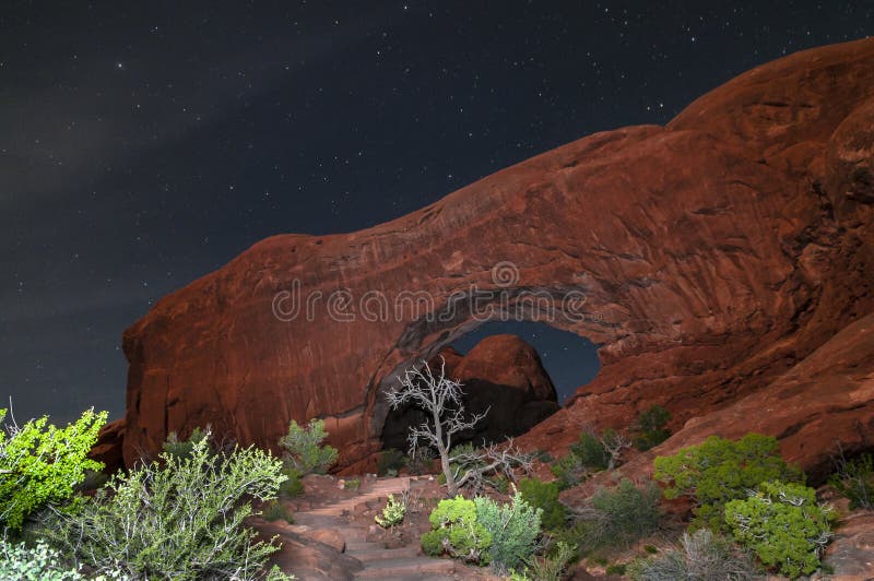 Windows Arches National Park at Night Stock Image - Image of milky ...
