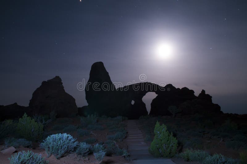 Windows Arches National Park at Night Stock Photo - Image of national ...