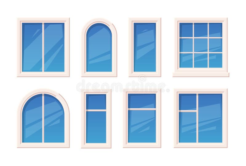 Windows. Architectural Glass Object Window Rame Different Types Outdoor ...