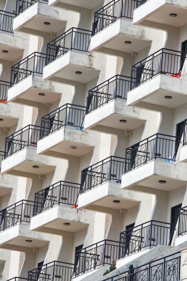 The Windows Array of a Hotel Stock Photo - Image of green, glass: 271917700
