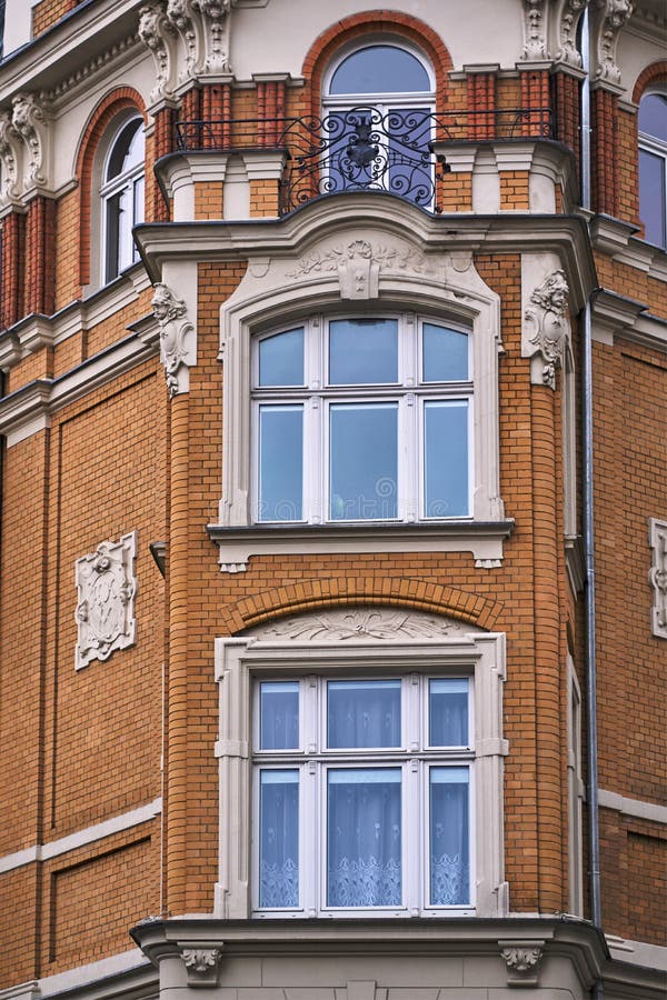 Windows on the Facade of the Art Nouveau Building Stock Image - Image ...