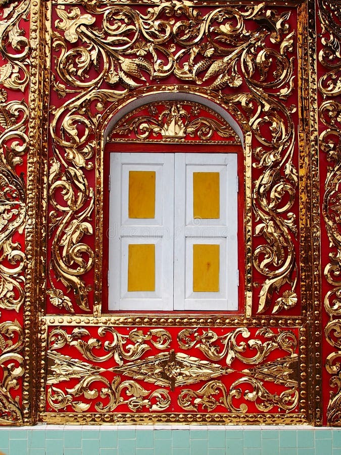 Gold Windows Asian Style Fine Arts Stock Image - Image of motif ...
