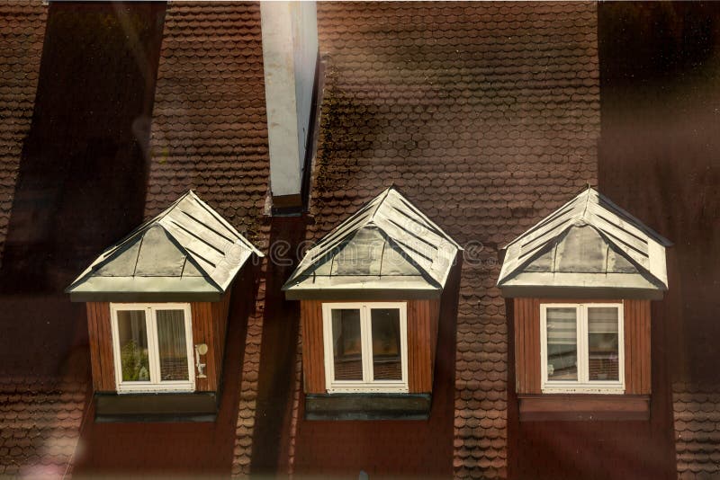 Windows of Attic Roof - a Classic Architectural Design of Old Town with ...